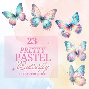 Pastel Butterflies, Clipart Set, Watercolor Butterfly, Clipart Bundle ...