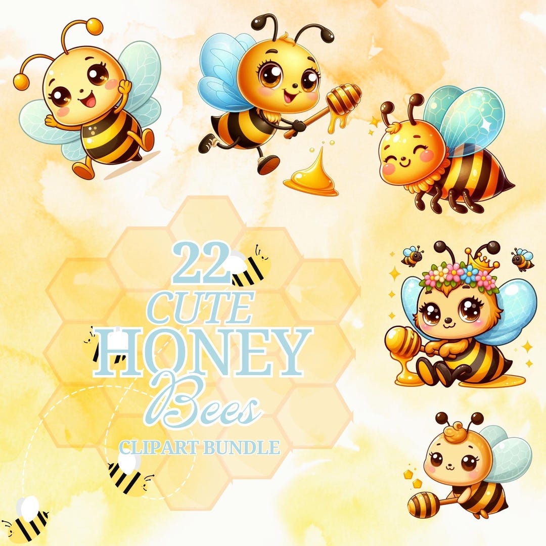 Cute Bee Clipart Bundle High-quality Honey Bee Illustrations Adorable ...