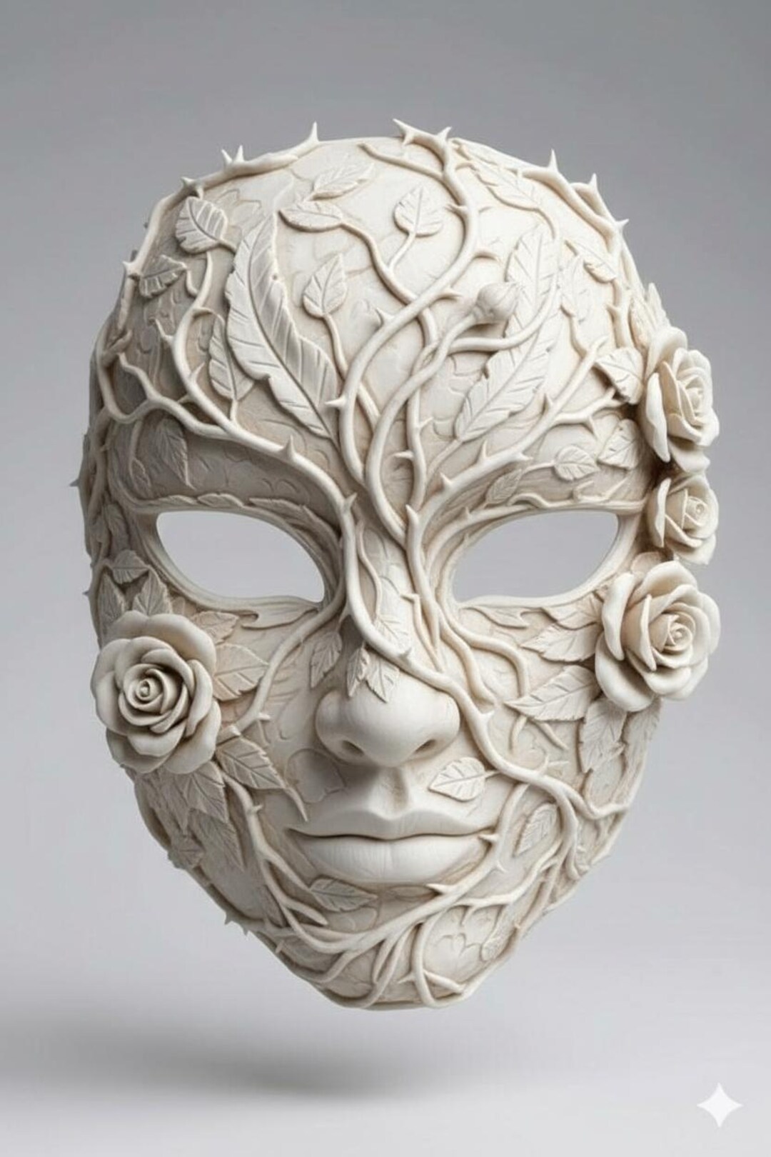 Thorn Rose Mask Detailed Botanical Sculpture for Cosplay Decor 3D STL ...