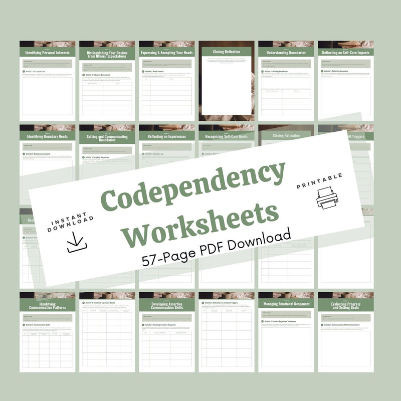 Codependency Worksheets - Etsy