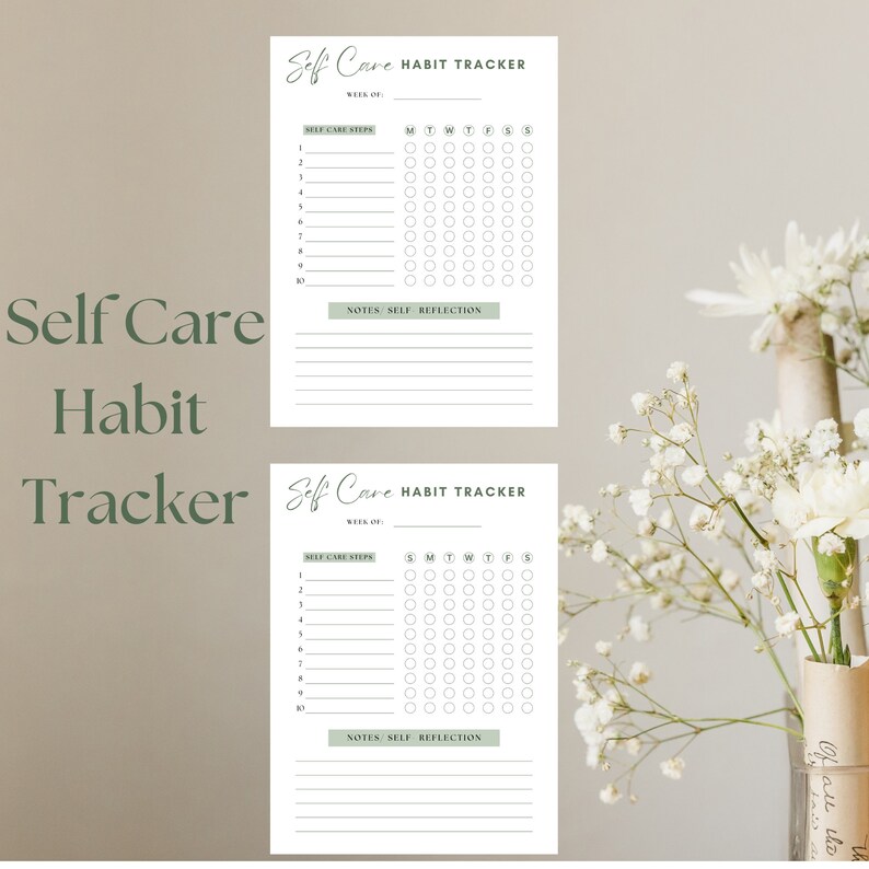Self Care Habit Tracker Printable Daily Tracker Weekly Habit Tracker ...
