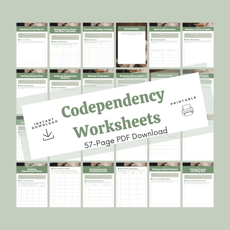 Codependency Worksheet Recovery Workbook Self Help Printable Therapy ...