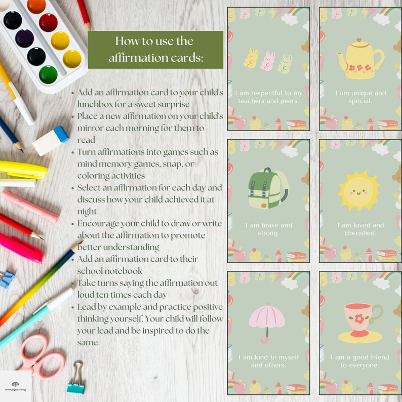Printable Affirmation Cards for Kids: 40 Mindfulness Cards (digital ...