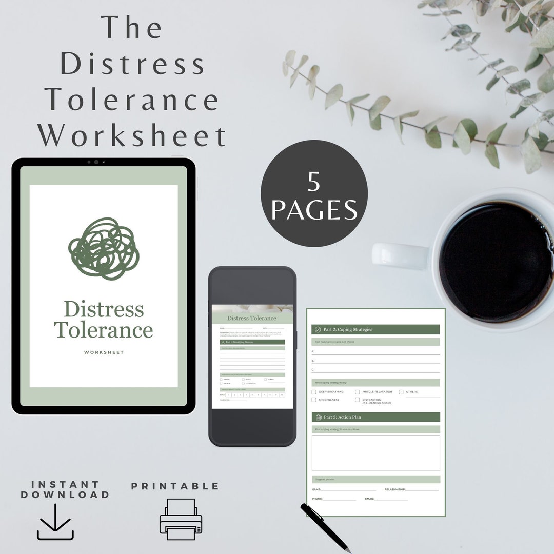 Distress Tolerance Printable Workbook & Worksheet Window of Tolerance ...