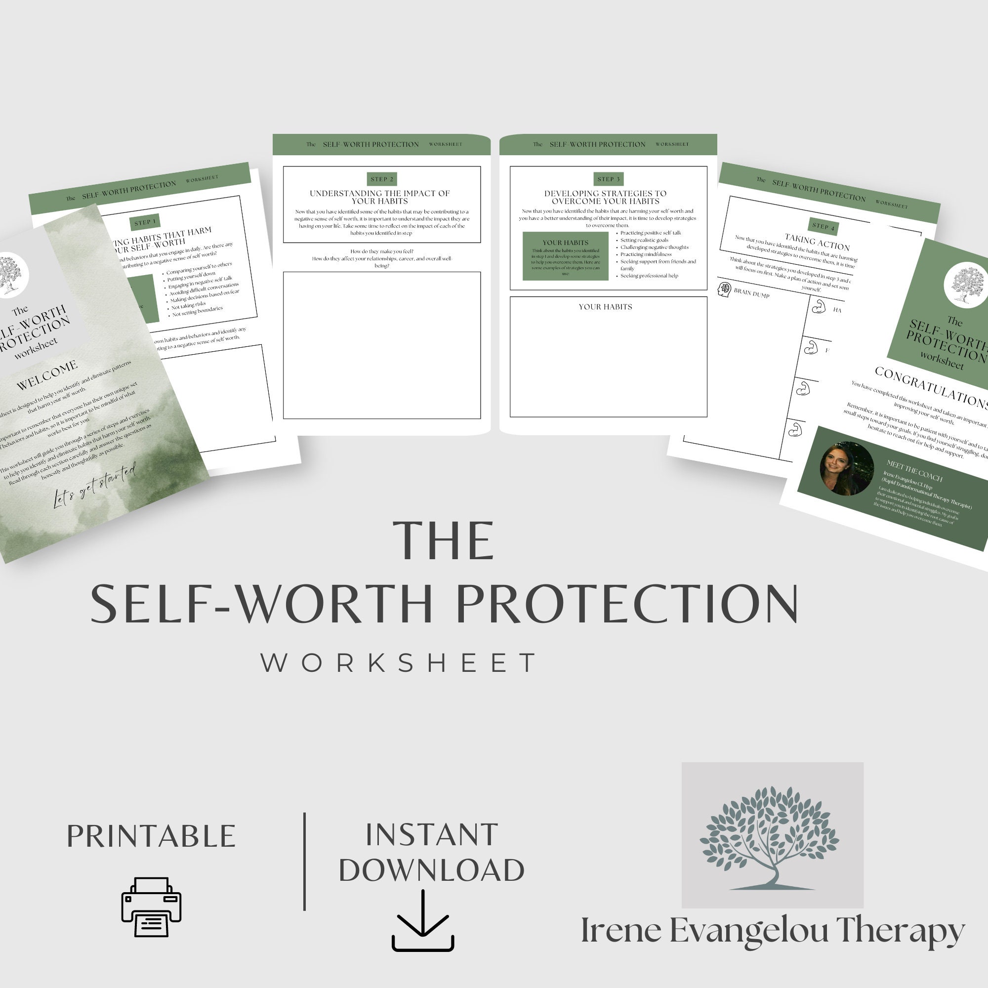 Self Worth Workbook Self Esteem Mindfulness Improving Selfworth and ...