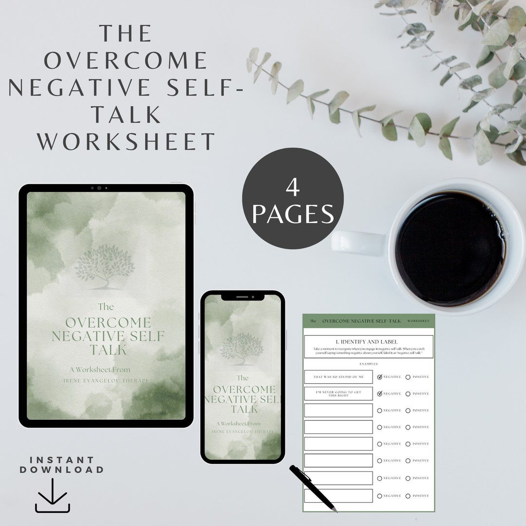 Overcome Negative Self-talk Worksheet, Inner Critic Challenge, CBT ...