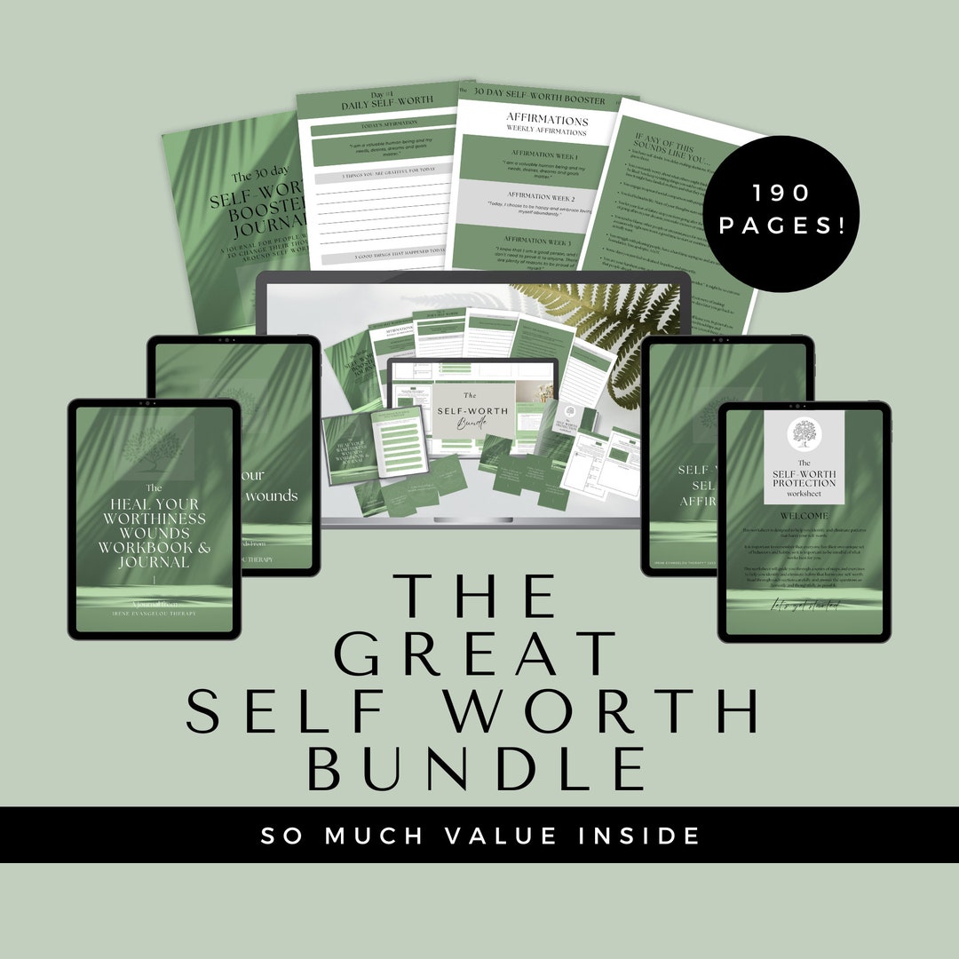 Self-worth Journal Bundle: Affirmations & Workbook (digital Download ...