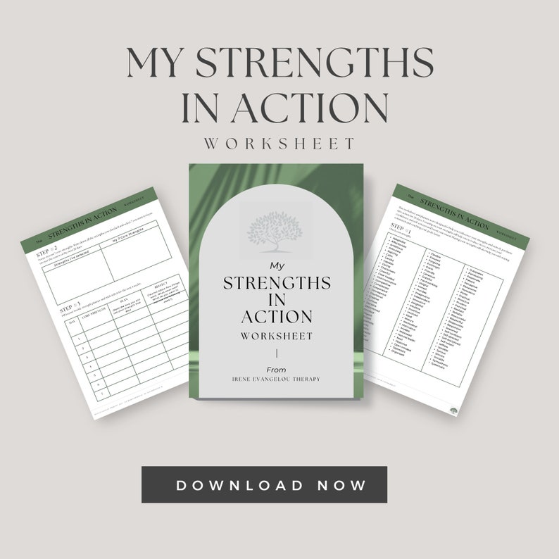 Strengths in Action Worksheet Therapy Tools Strength Based - Etsy