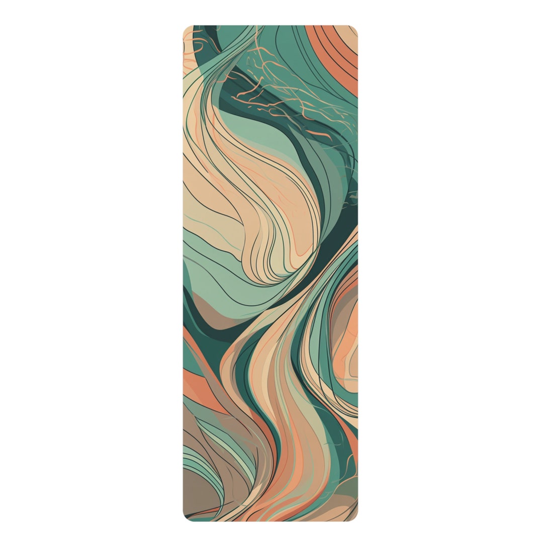 Rubber Yoga Mat, Colorful Wave Design, Art Yoga Mat, Spiritual Yoga Mat ...