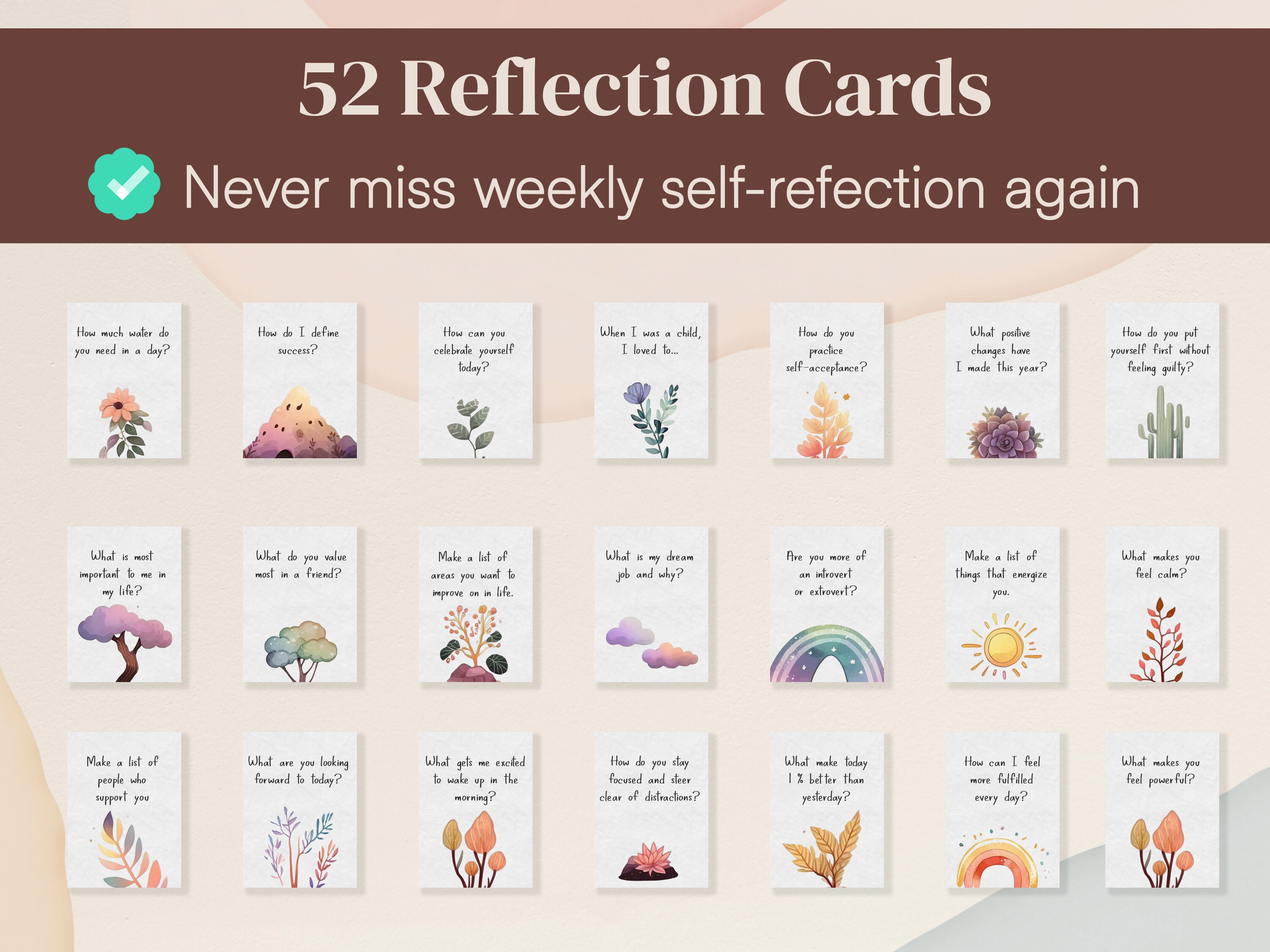 Affirmation Cards Printable - Self Reflection Card, Mental Health PNG ...