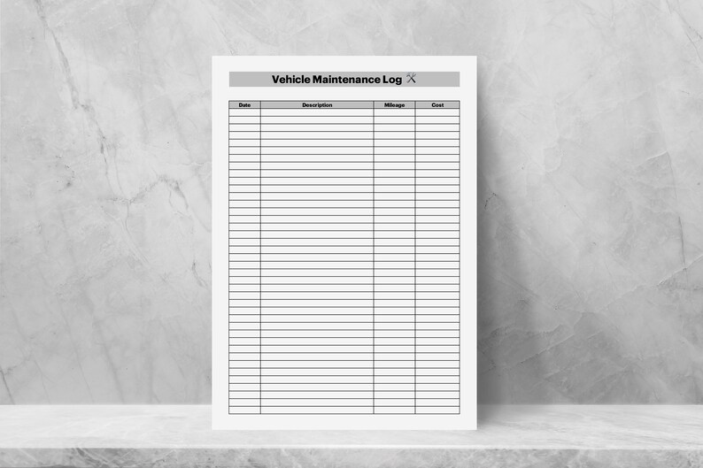Vehicle Maintenance Log Book, Car Maintenance Tracker Log Sheet, Car ...