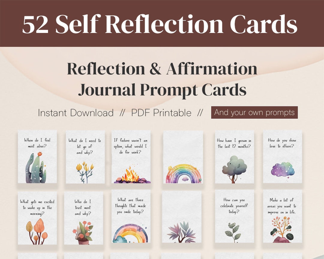 Affirmation Cards Printable - Self Reflection Card, Mental Health PNG ...