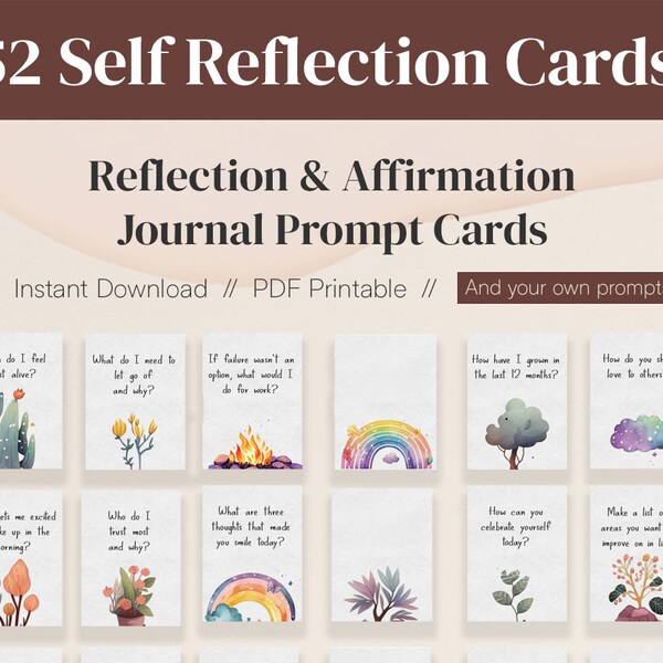 Affirmation Cards Printable Self Reflection Card, Mental Health PNG ...
