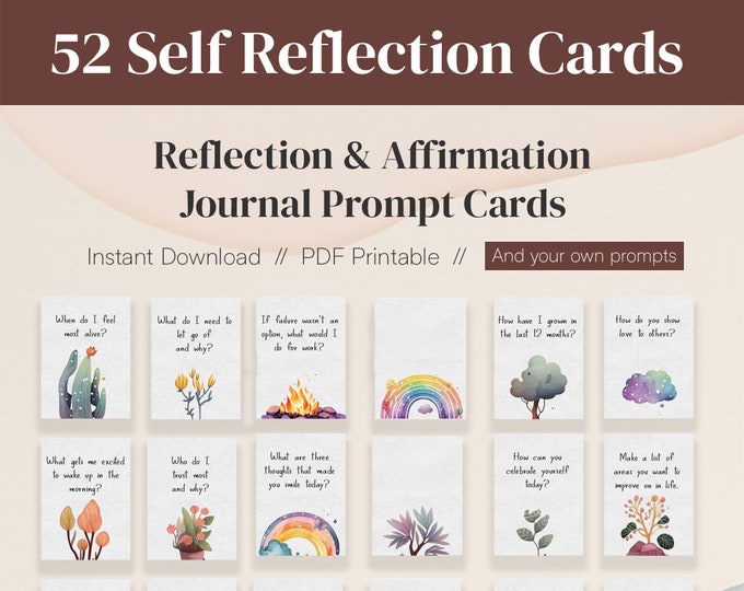 Affirmation Cards Printable - Self Reflection Card, Mental Health PNG ...