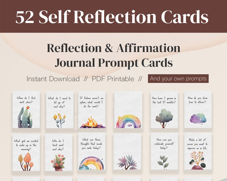 Affirmation Cards Printable - Self Reflection Card, Mental Health PNG ...
