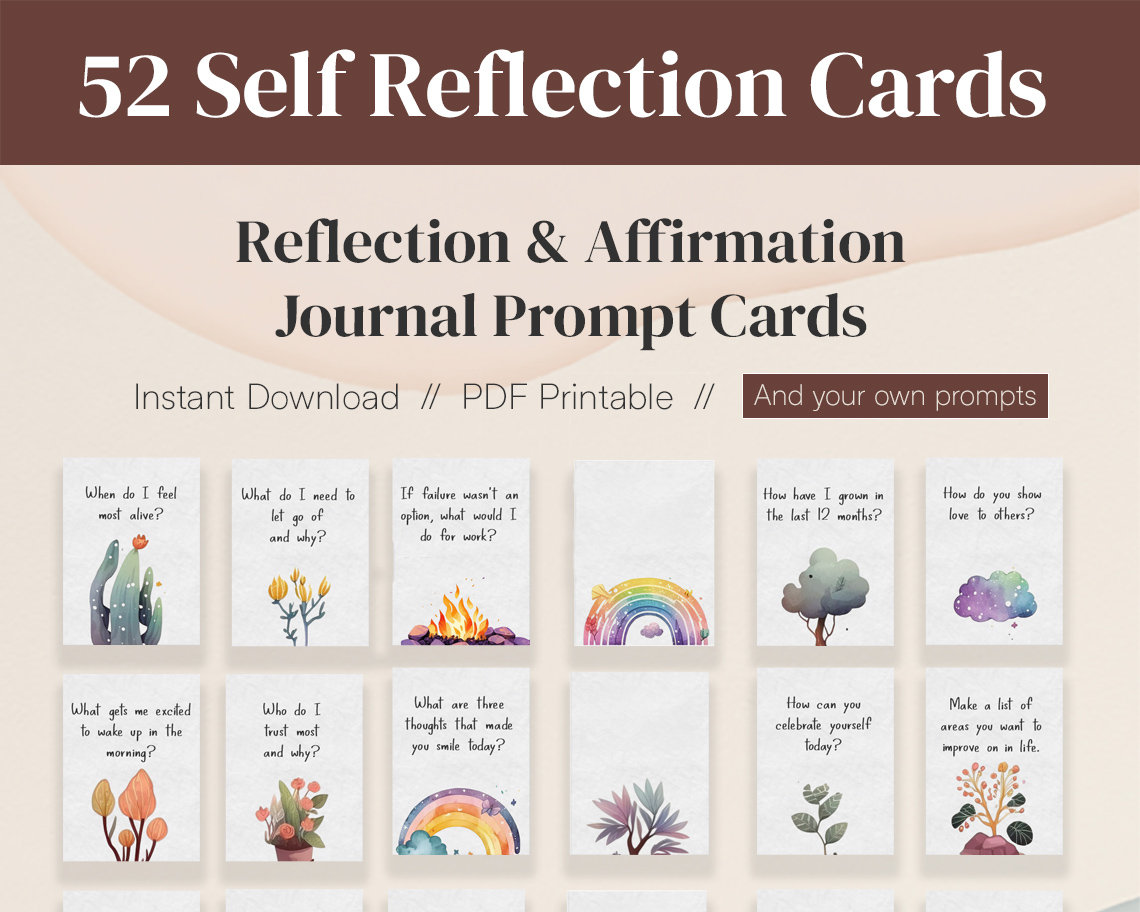 Affirmation Cards Printable - Self Reflection Card, Mental Health PNG ...