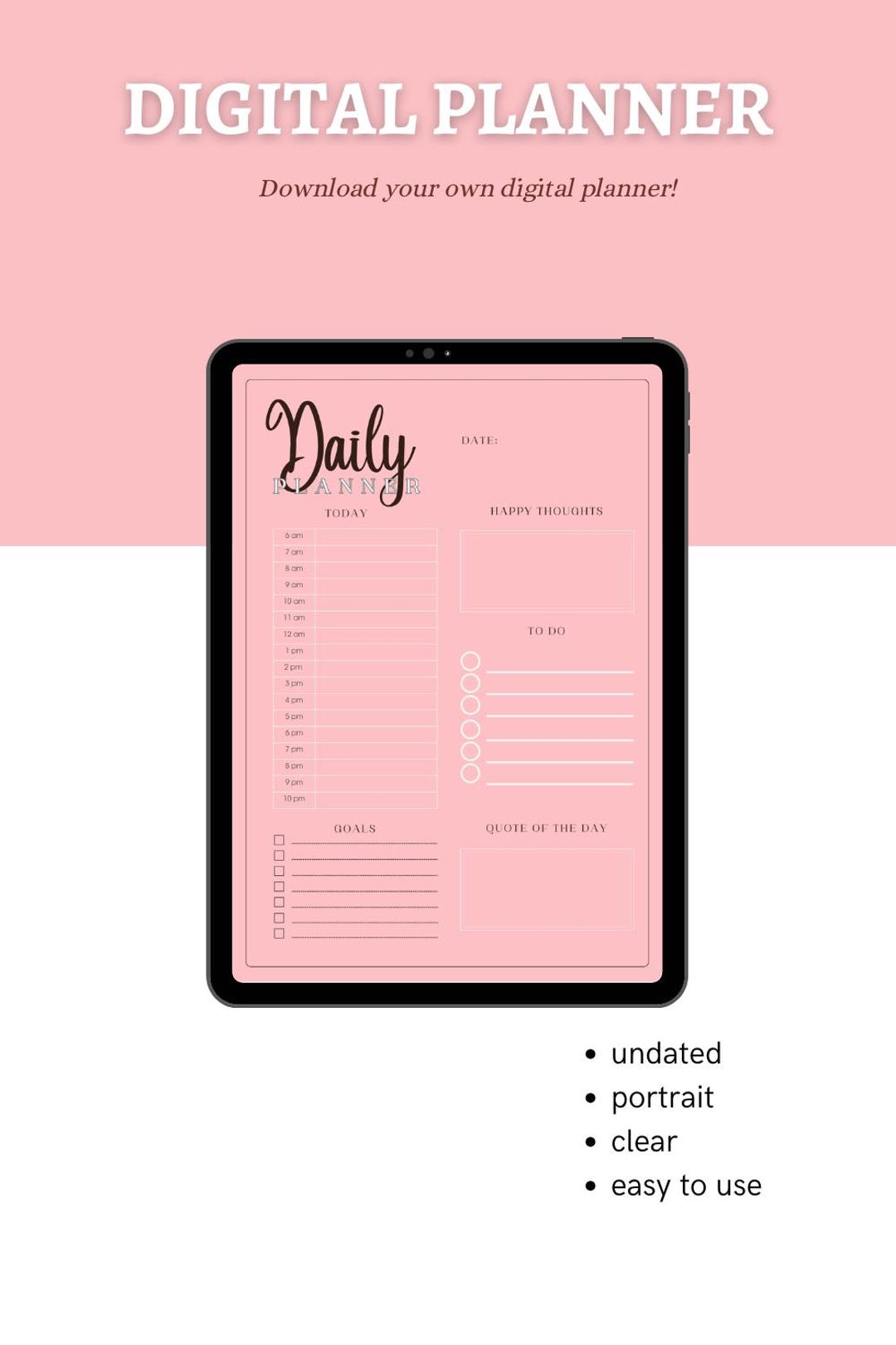 Daily Digital Planner Pink - Etsy