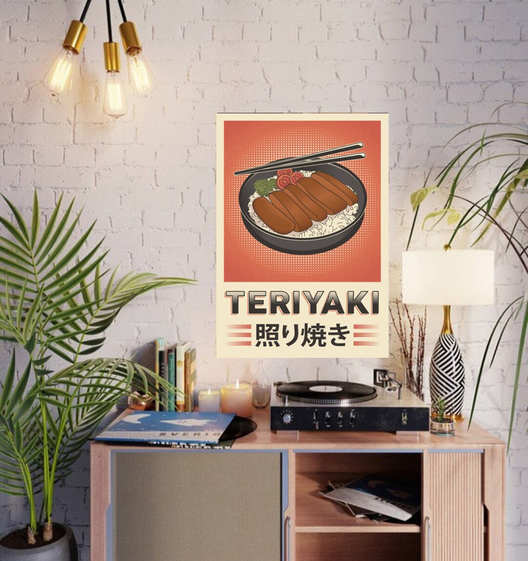 Retro Japanese Food Teriyaki Pop Art Vintage Retro Design Signage ...