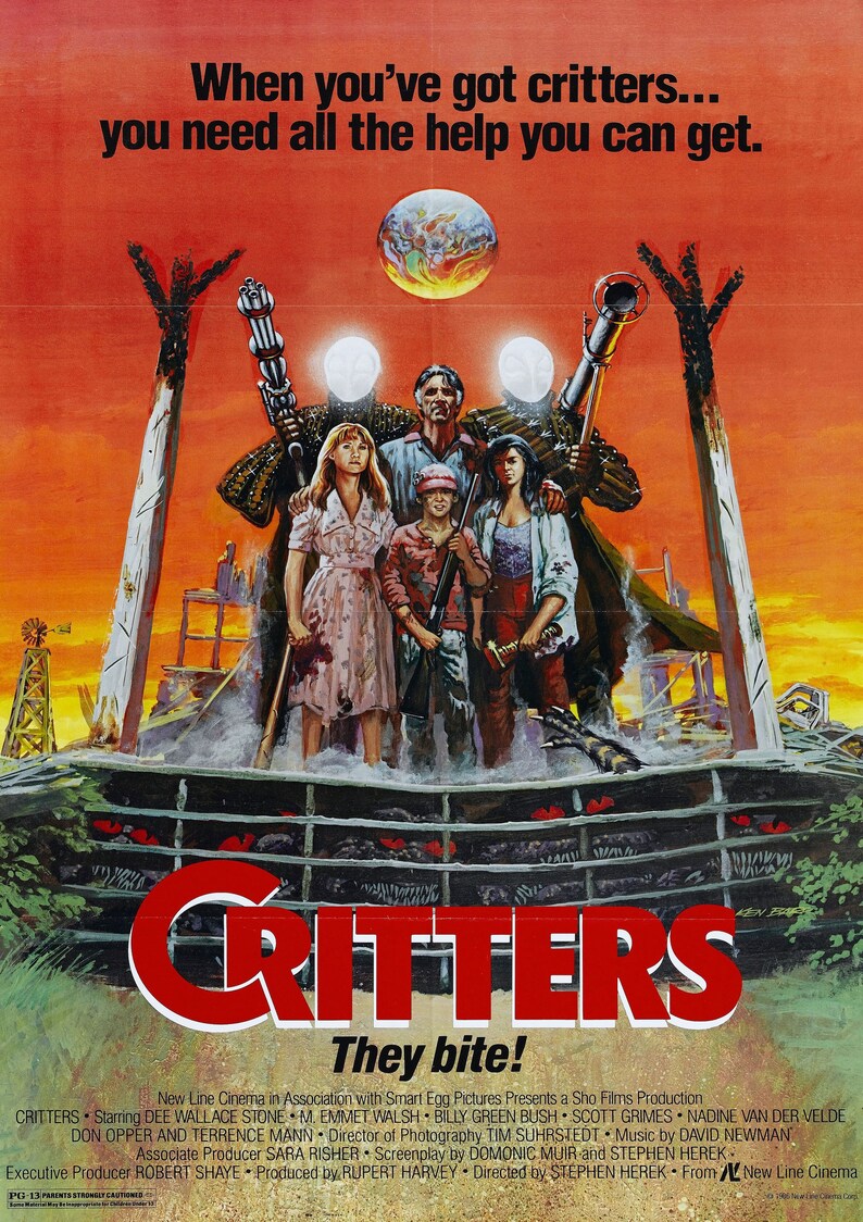 Critters 1986 They Bite Classic Horror Movie Cover Poster Canvas Matte Silk A1 A2 A3 A4 A5 A6 ...