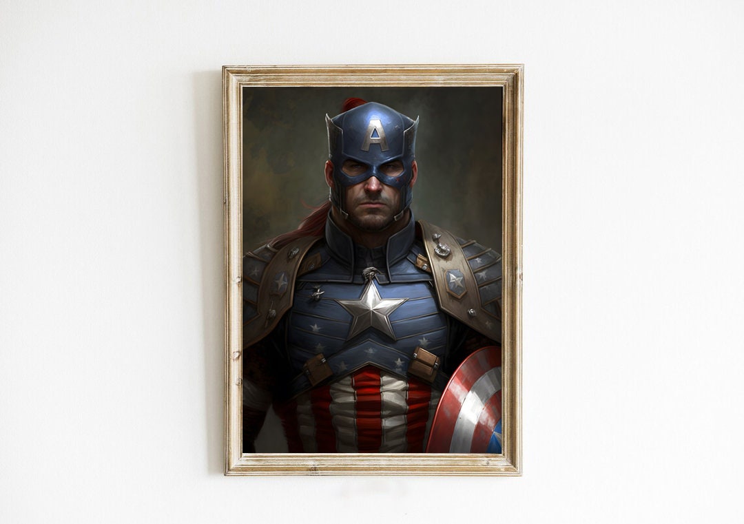 Captain America Medieval Portrait Marvel Superhero Artwork - Etsy