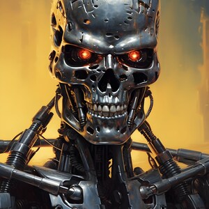 Terminator T800 Endoskeleton Skull Artwork Poster Imagination Drawing ...