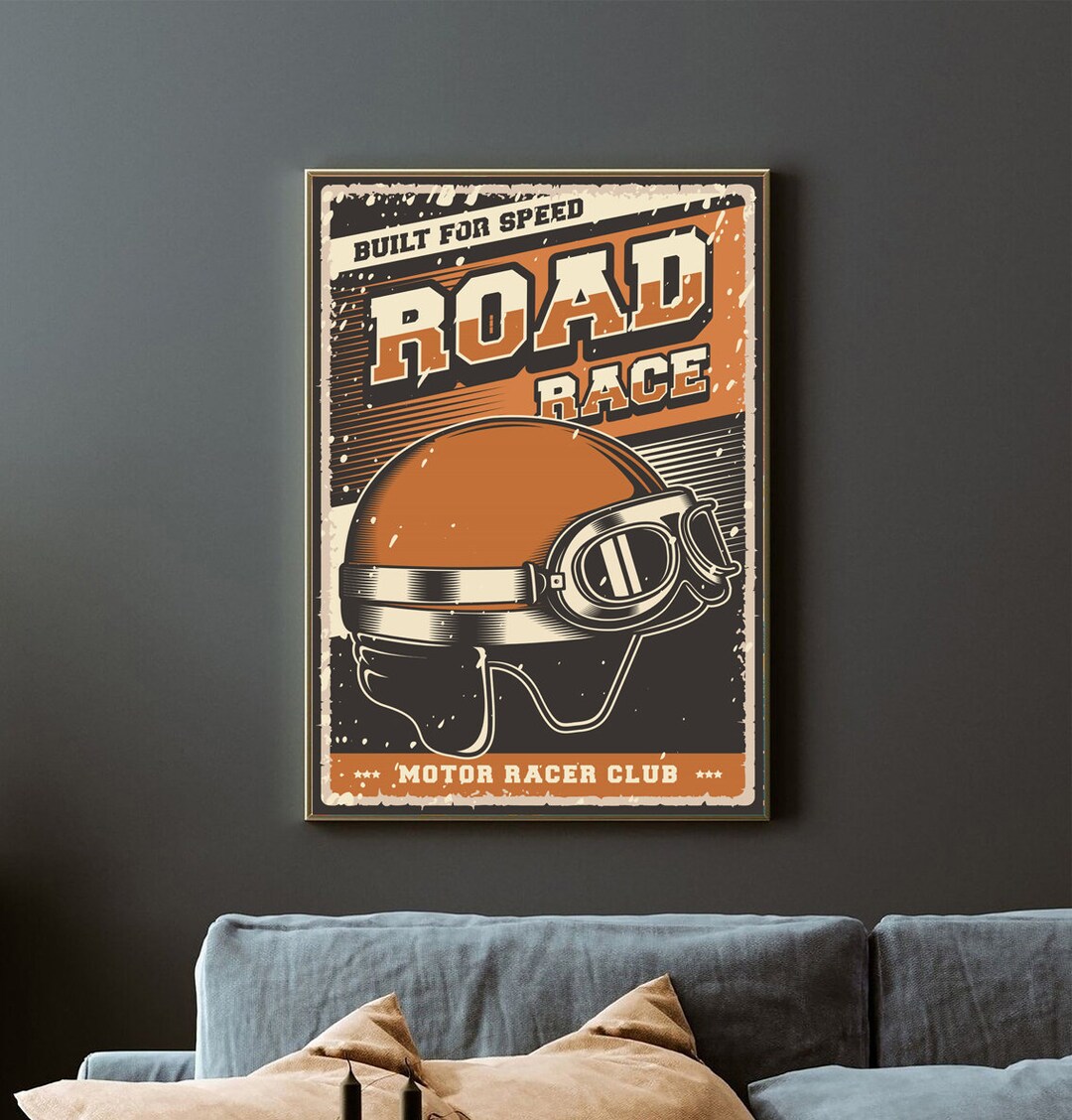 Road RACE Built for Speed Motor RACER CLUB Pop Art Vintage Retro Design ...