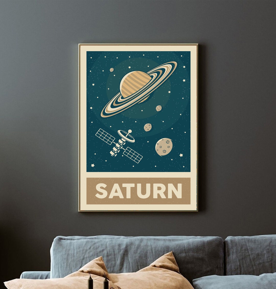 Space Propaganda Saturn Exploring Planet Pop Art Vintage Retro Design ...