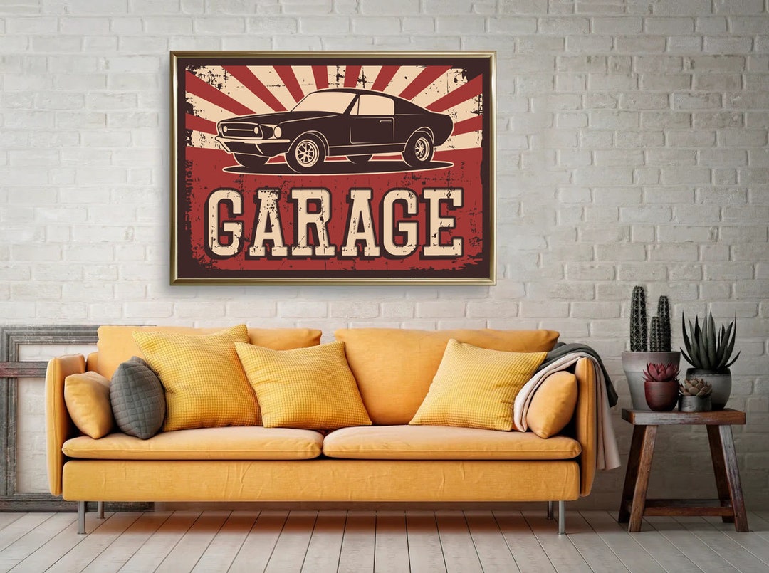 Garage Muscle Car Pop Art Vintage Retro Design Signage Minimal Poster ...