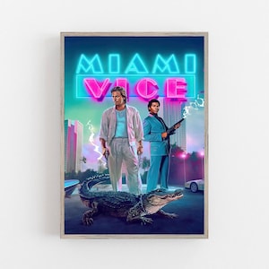 Miami Vice 1984 Cult 80's TV Series Poster Canvas Matte Silk A1 A2 A3 ...