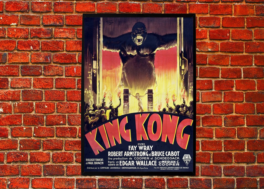 King Kong Vintage Retro Movie Cover Print Canvas Matte Silk A Sizes ...