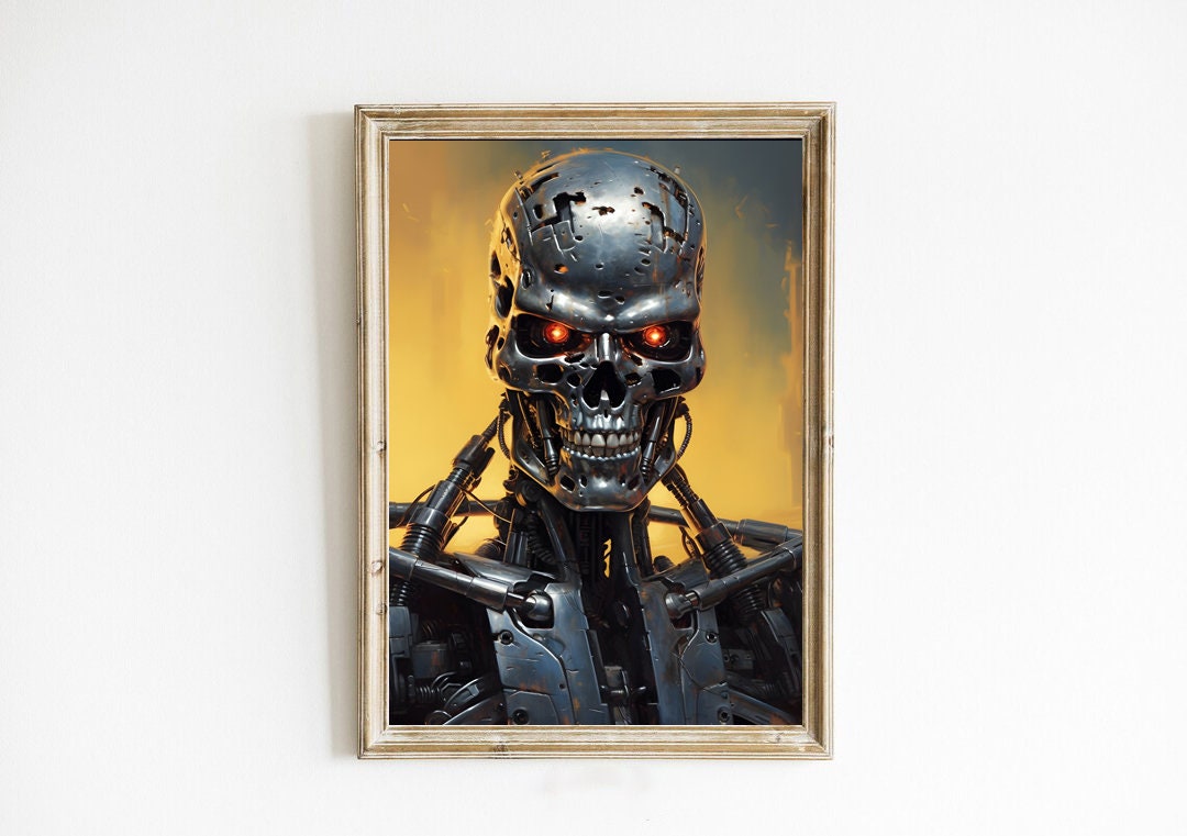 Terminator T800 Endoskeleton Skull Artwork Poster Imagination Drawing ...