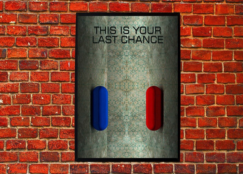 The Matrix Blue Pill Red Pill Minimal Artwork Movie Poster Canvas Matte ...