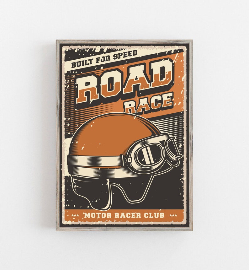 Road RACE Built for Speed Motor RACER CLUB Pop Art Vintage Retro Design ...