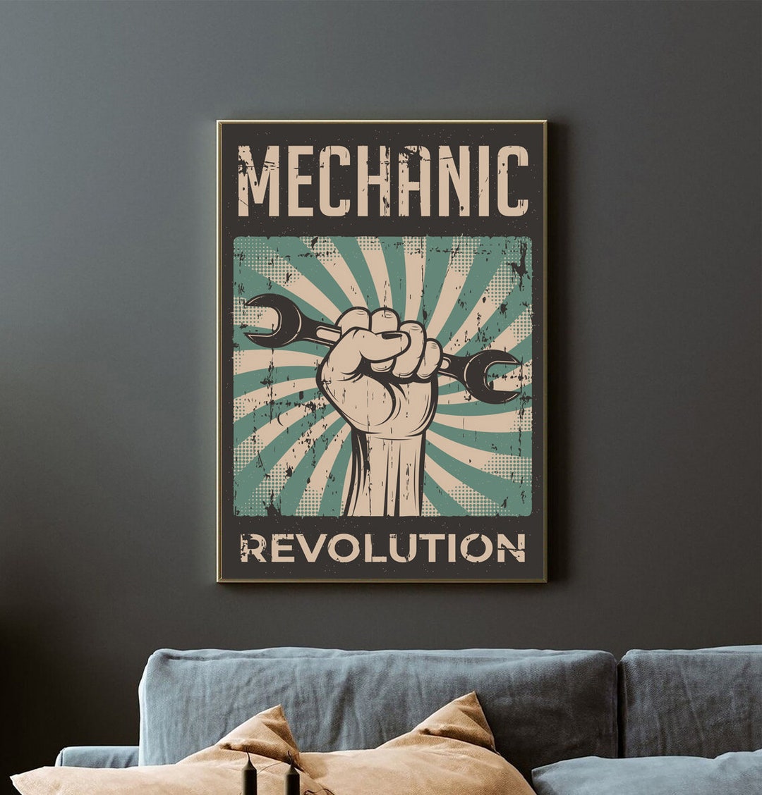 Mechanic Revolution Propaganda Pop Art Vintage Retro Design Signage ...