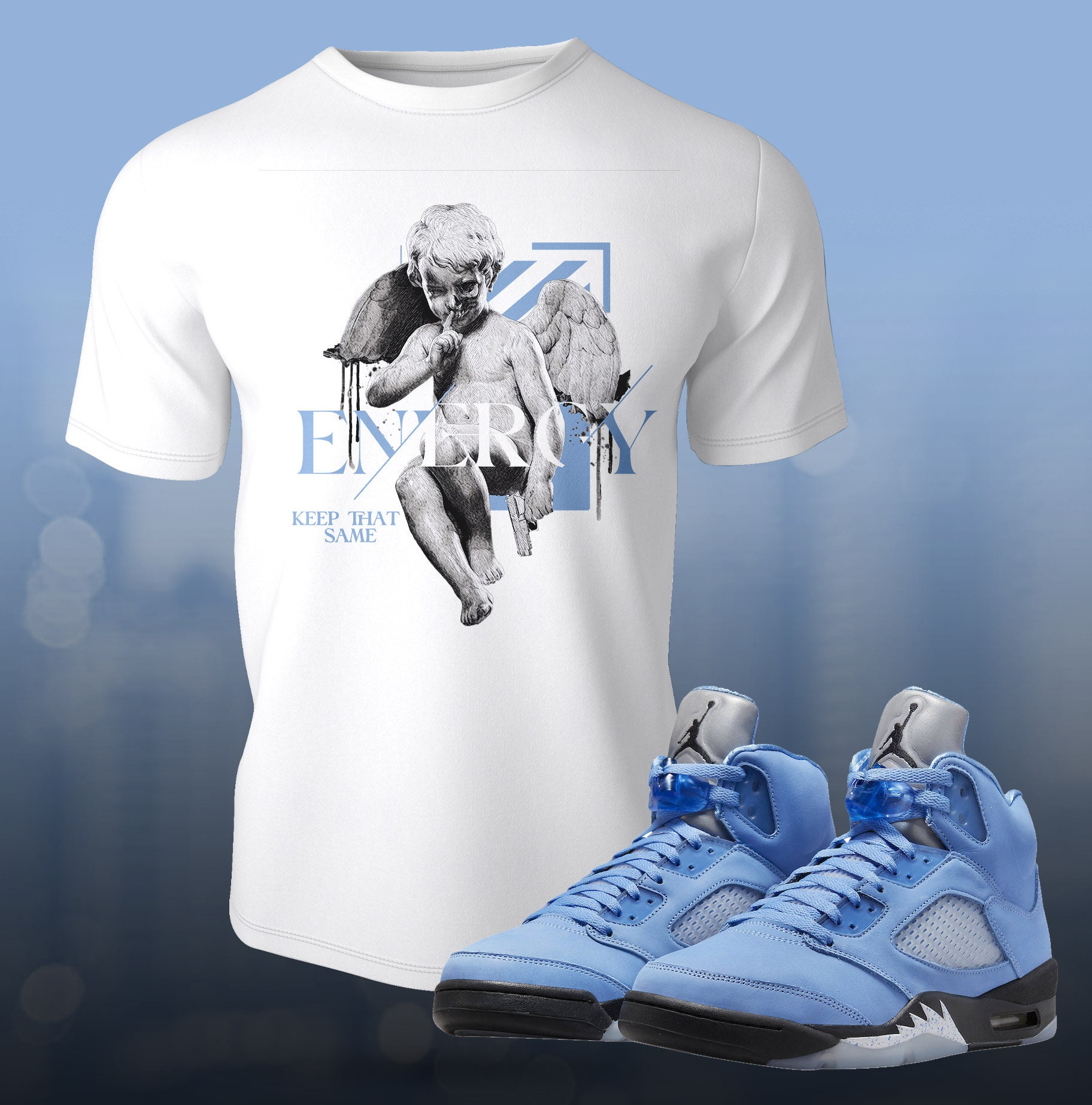 Retro 5 UNC University Blue 5s Energy Sneaker Shirt to Match Street ...