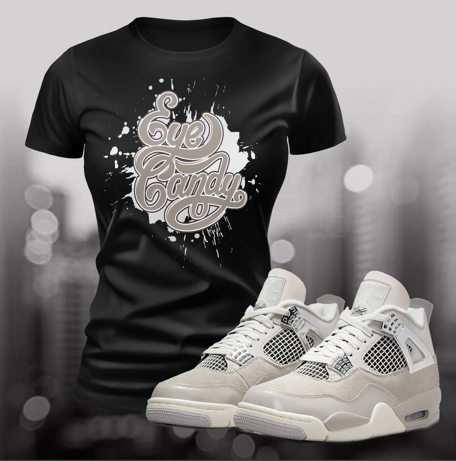 Retro 4 Frozen Moments Grey Eye Candy Sneaker Match Tee Shoe Match ...
