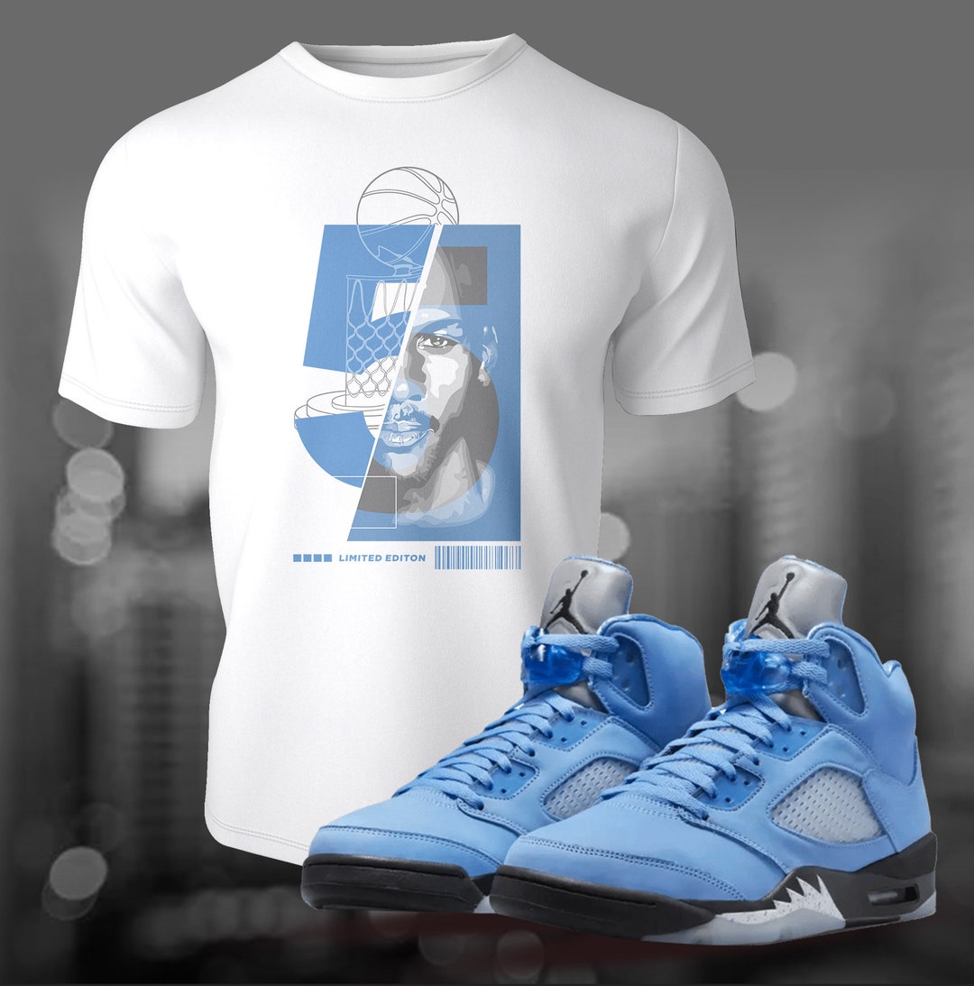 Retro 5 UNC University Blue 5s Sneaker Shirt to Match T-shirt ...