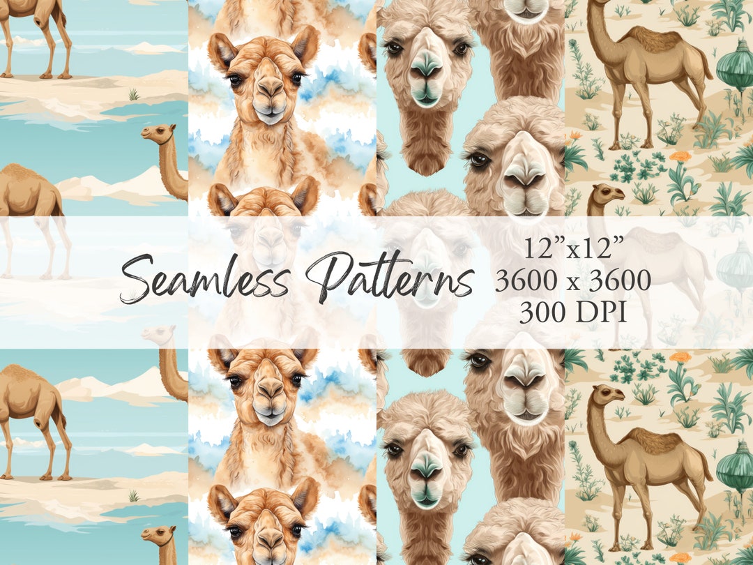 Camel Seamless Pattern Set (4) , Printable, Scrapbook Paper, Digital ...