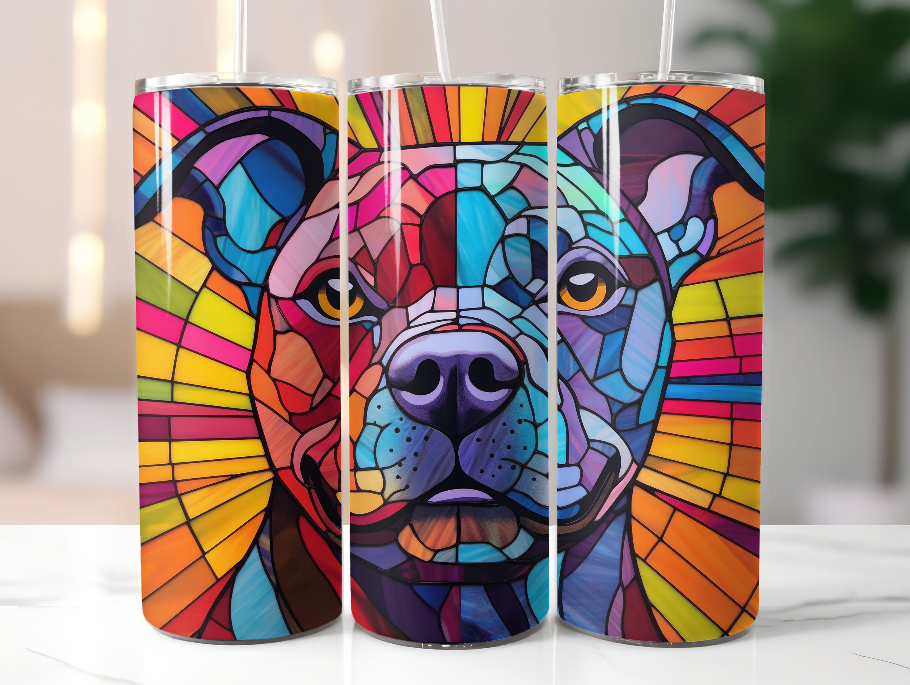 Stained Glass Staffy Staffordshire Bull Terrier Sublimation Design 20 ...