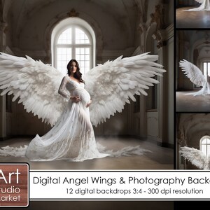 15 Digital Angel Wings Backdrops, Angel Wings Digital Backgrounds ...