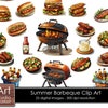 Summer Barbeque Party Clip Art, July 4th BBQ Food Clipart, Grill Food ...