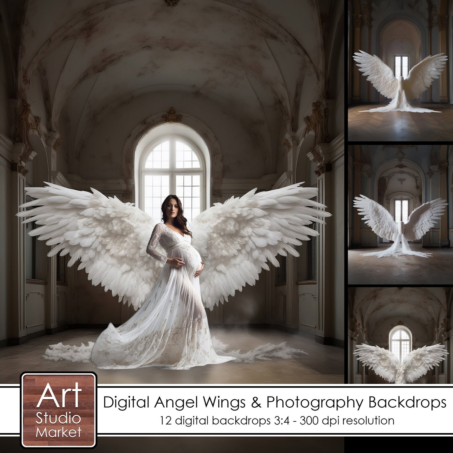 12 Digital Angel Wings Backdrops, These Are Digital Backgrounds for ...