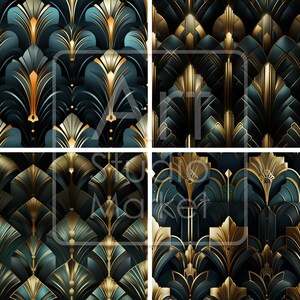 Art Deco Digital Paper, Seamless Art Deco Patterns for Printable ...