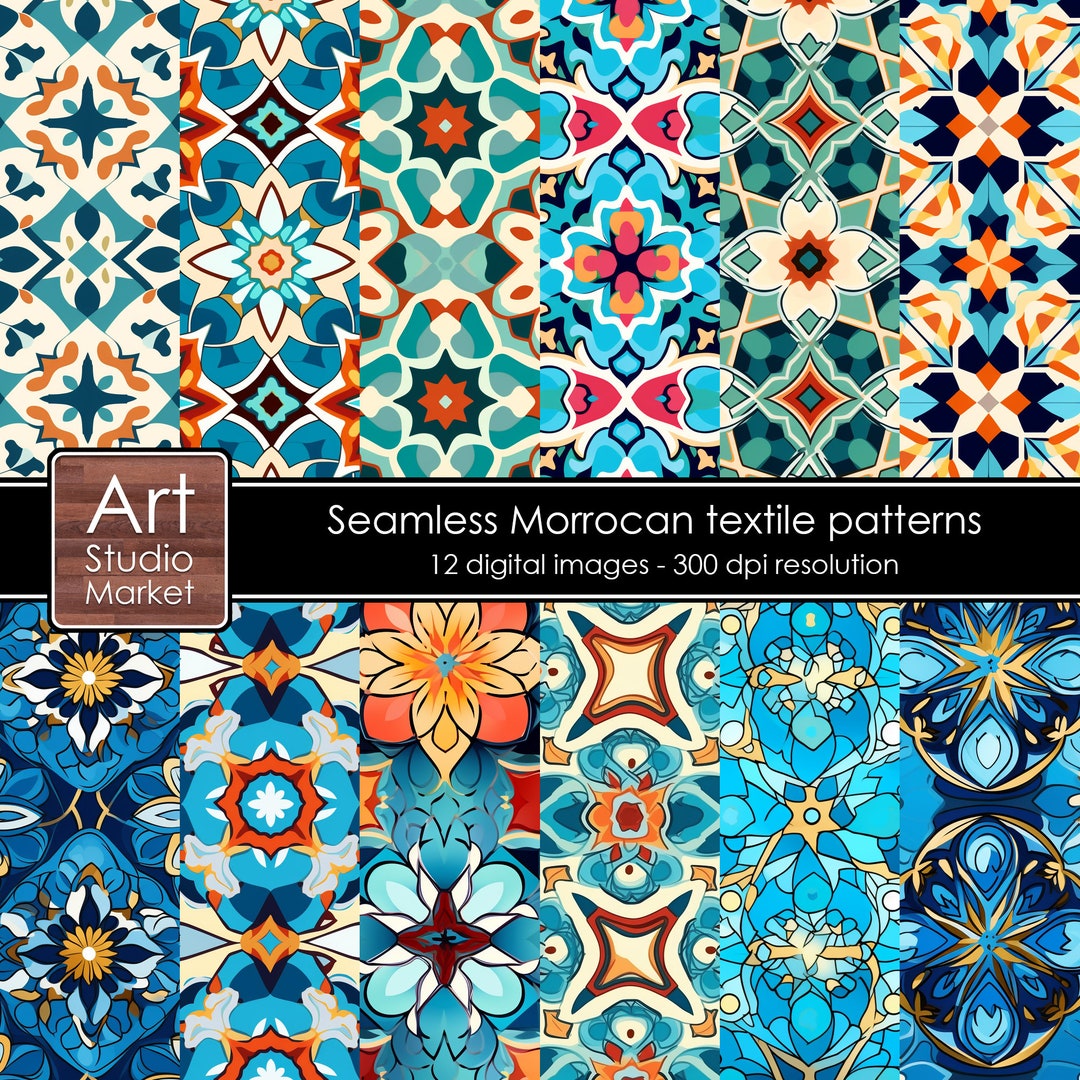 Moroccan Textile Seamless Patterns, Digital Paper, Marrakesh Style ...