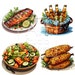 Summer Barbeque Party Clip Art, July 4th BBQ Food Clipart, Grill Food ...