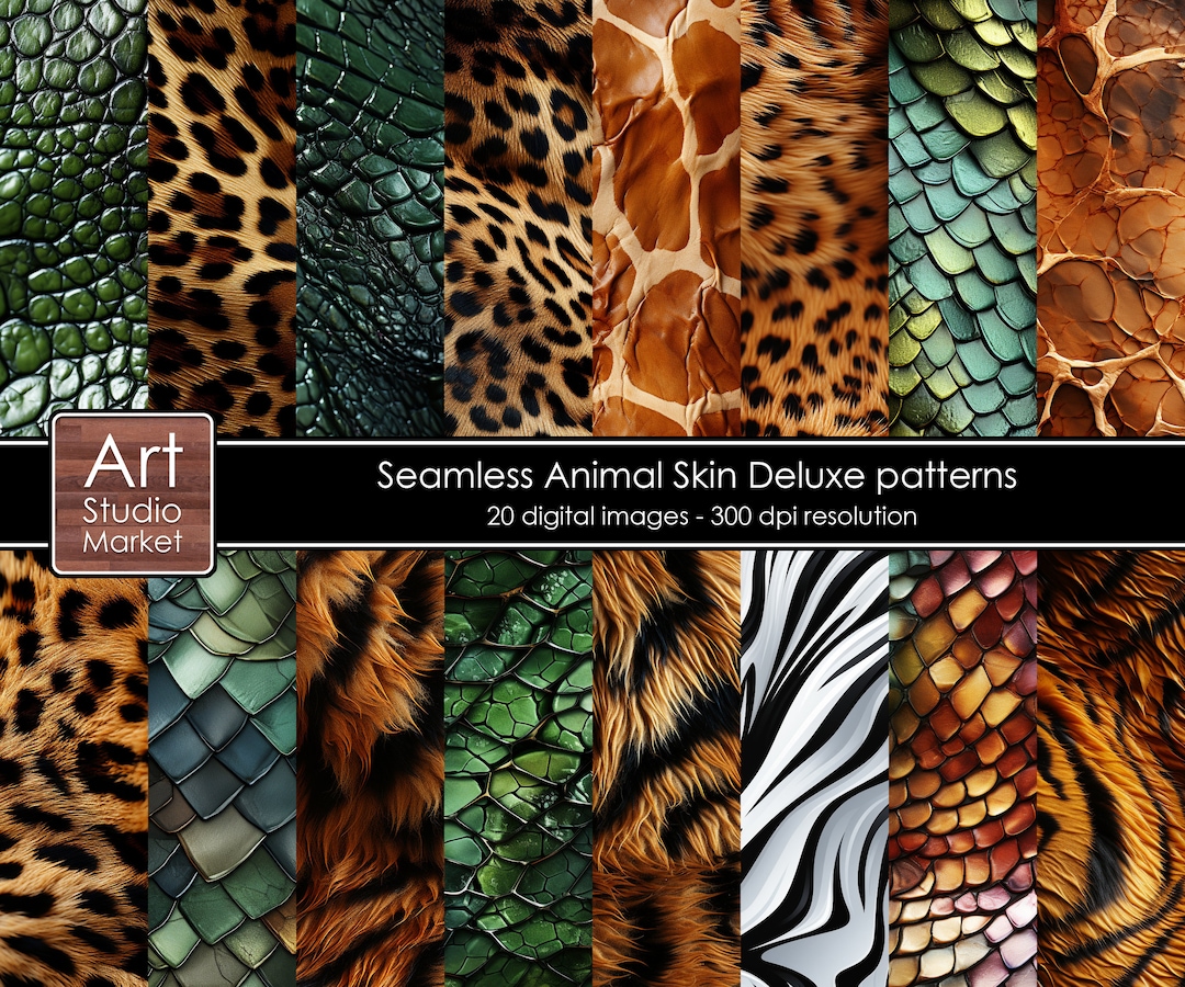 Deluxe Animal Skin Pattern Textures Digital Paper, Seamless Patterns ...