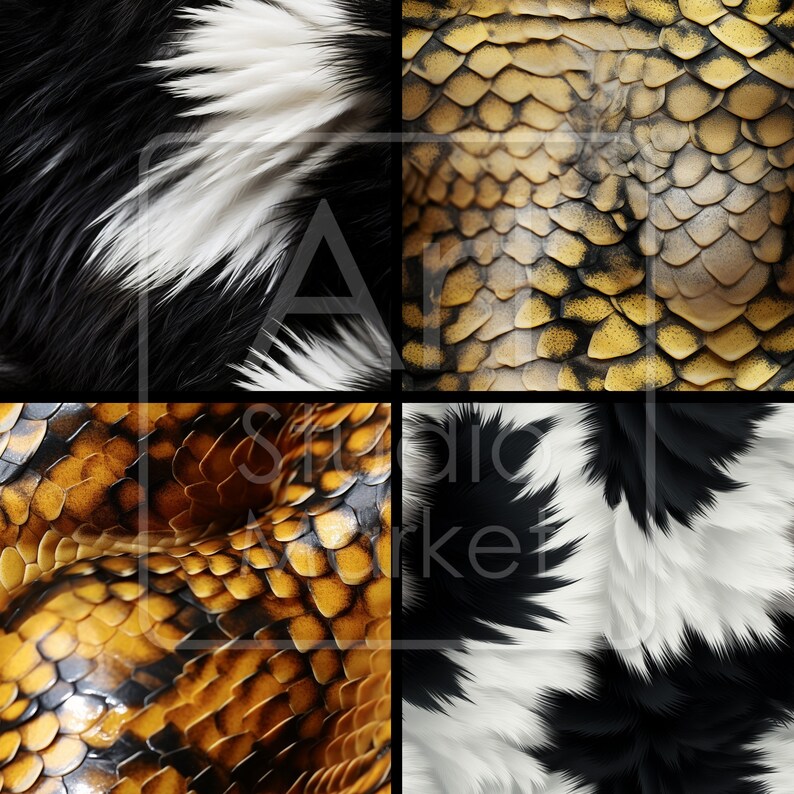 Deluxe Animal Skin Pattern Textures. Digital Paper Seamless Rare Animal ...