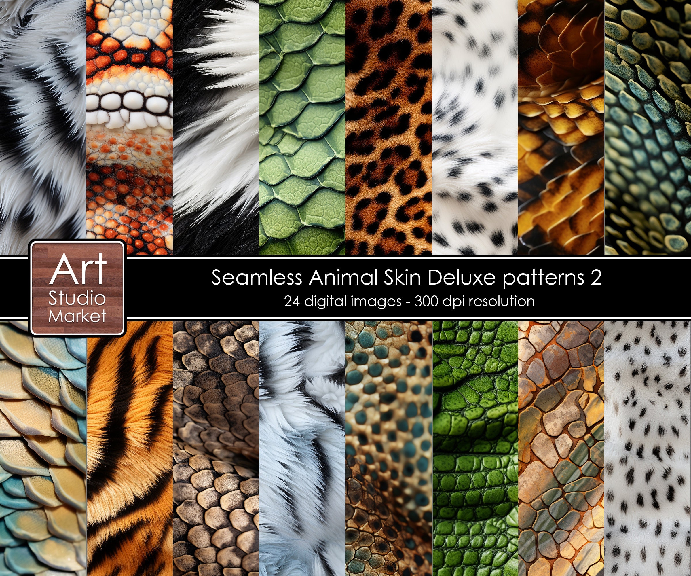 Deluxe Animal Skin Pattern Textures. Digital Paper Seamless Rare Animal ...