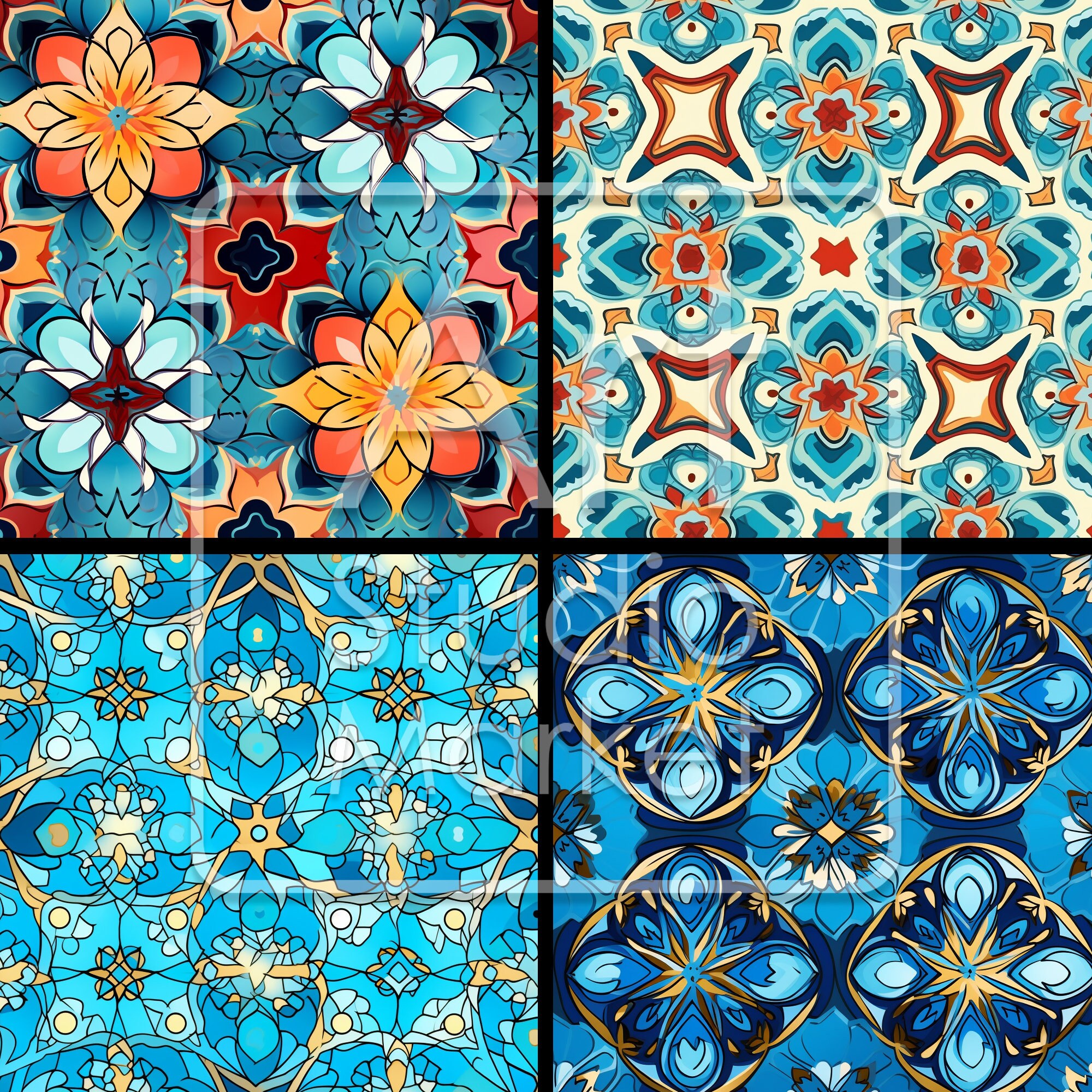 Moroccan Textile Seamless Patterns, Digital Paper, Marrakesh Style ...
