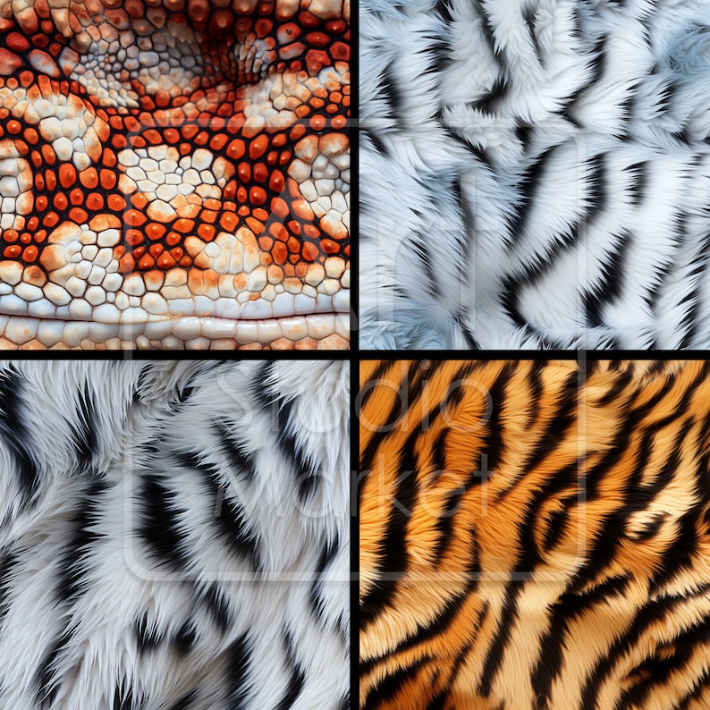 Deluxe Animal Skin Pattern Textures. Digital Paper Seamless Rare Animal ...